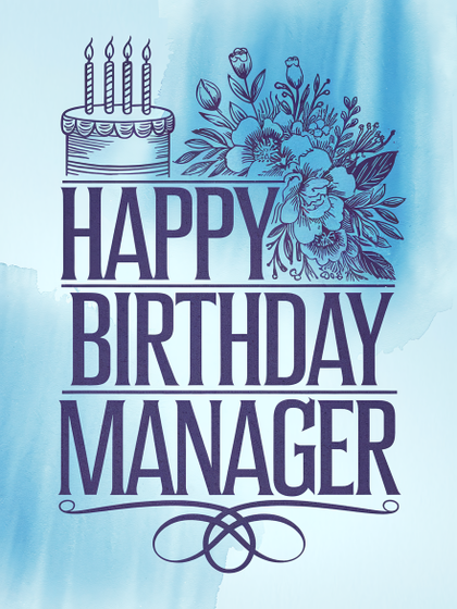 Free Happy Birthday Manager Watercolor Card
