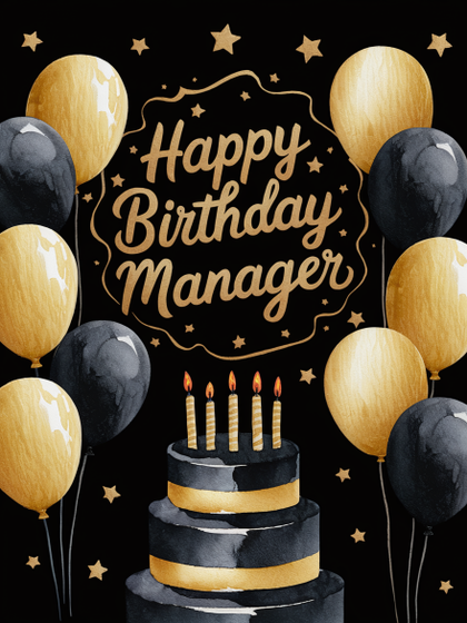 Free Watercolor Happy Birthday Manager Card