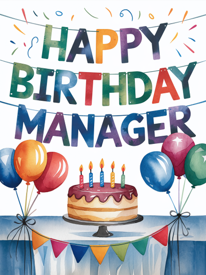 Free Download Watercolor Happy Birthday Banner for Manager