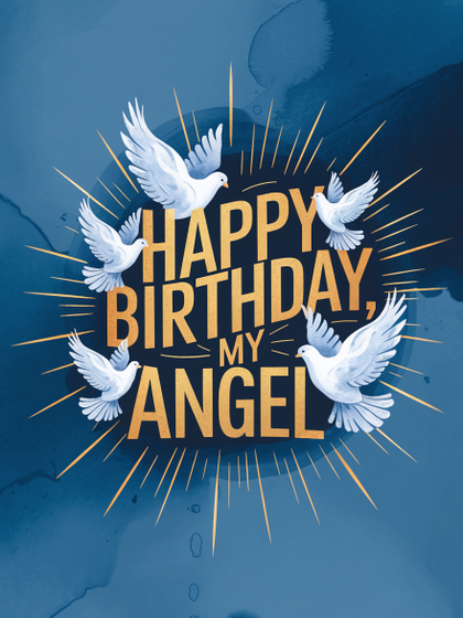 Free Watercolor Happy Birthday Angel Greeting Card