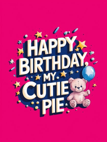 Free Download Happy Birthday Cutie Pie Card Illustration