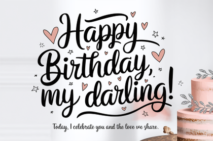 Free Hand Drawn Happy Birthday Card for Darling