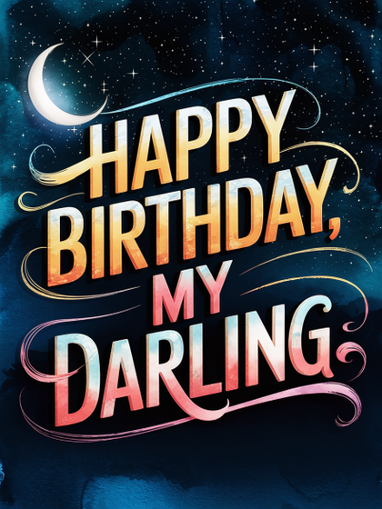 Free Hand Drawn Happy Birthday Card for Darling