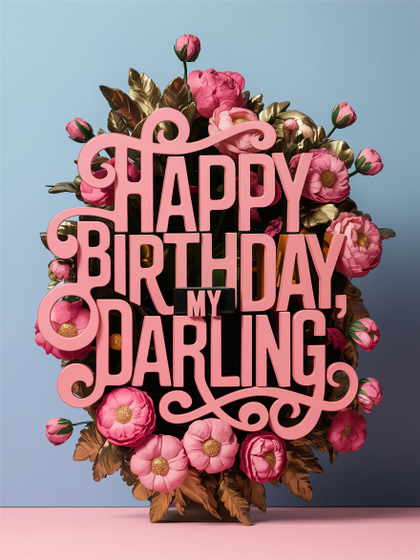 Free Hand Drawn Happy Birthday Card for Darling