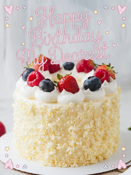 Free Happy Birthday Cake with Whipped Cream and Fresh Berries