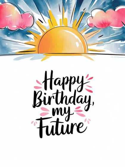 Free Watercolor Sunrise Birthday Card Happy Birthday My Future