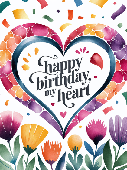 Free Watercolor Happy Birthday Card With Hearts