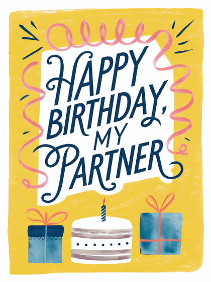 Free Watercolor Birthday Card for Partner