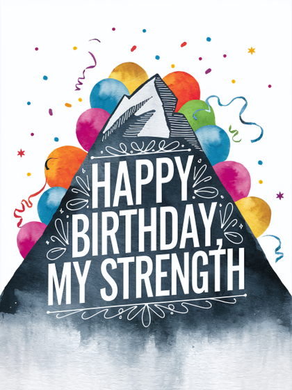 Free Happy Birthday Strength Watercolor Illustration