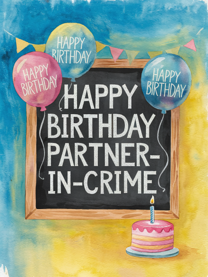 Free Download Watercolor Birthday Card for Partner in Crime