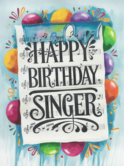 Free Watercolor Happy Birthday Card For Singer