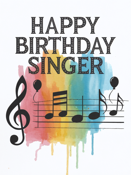 Free Download Happy Birthday Singer Watercolor Illustration