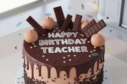 Free Happy Birthday Teacher Cake With Globe