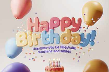 Free Download 3D Rendered Happy Birthday Greeting Card