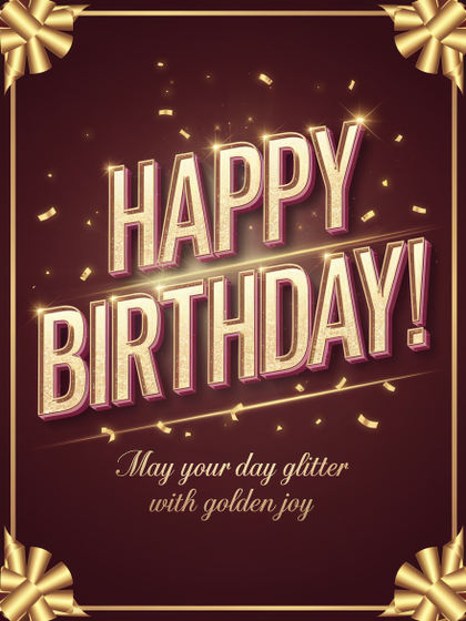 Free Elegant Rose Gold Happy Birthday Design with Sparkling Stars