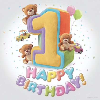 Free Download Adorable Babys First Birthday Illustration