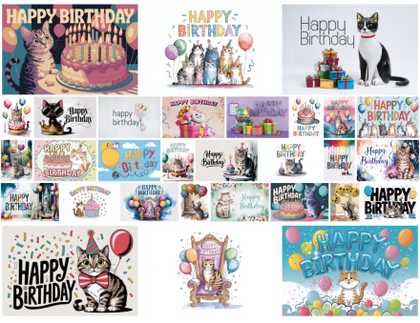 4 Happy Birthday Cat Design Bundles | Download High-resolution Images ...