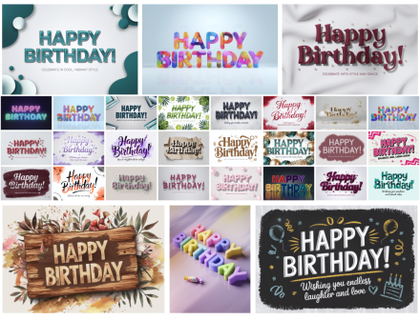 16 Happy Birthday Text Design Bundles | Download High-resolution Images ...