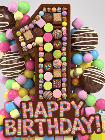 Free Download First Birthday Cake Candle Card