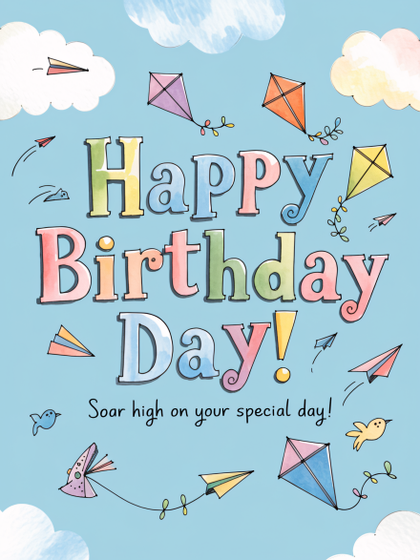 Free Happy Birthday Pastel Kites and Paper Airplanes