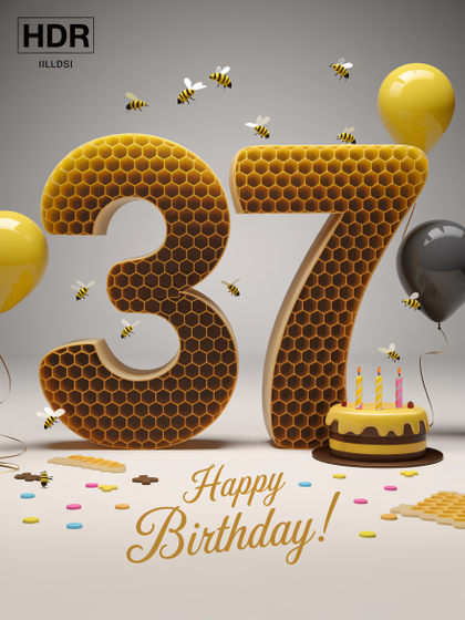 Free Download Delicious 37th Birthday Cake with Caramel Drizzle
