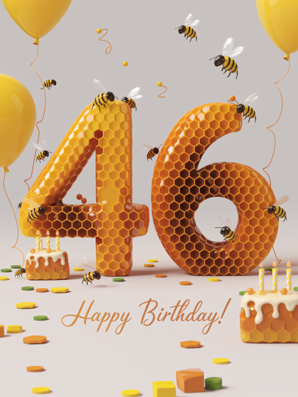Free Happy 46th Birthday Honeycomb Design