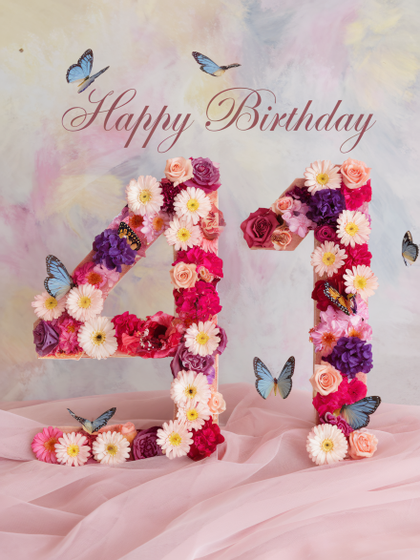Free 41st Birthday Floral Arrangement with Butterflies