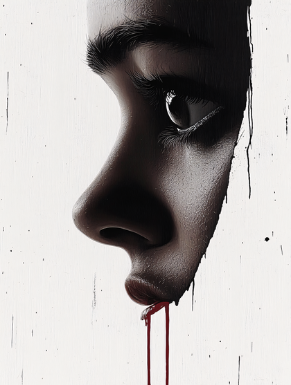 Free Download Close-Up Portrait of a Bleeding Face in Dark Tones
