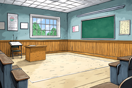 Free Download Cartoon Style Classroom with Blackboard and Podium