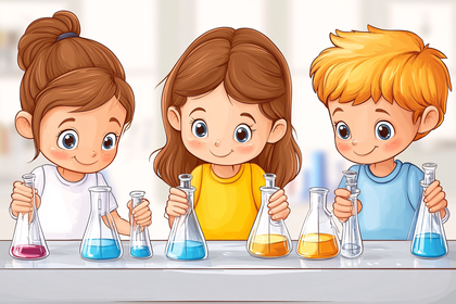 Free Download Cartoon Children Doing Science Experiments with Colorful ...
