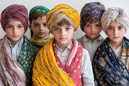Free Download Group of Children in Traditional Turbans
