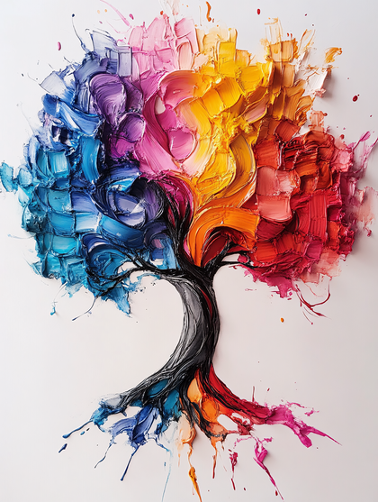Free Download Abstract Tree Painting with Vibrant Colors