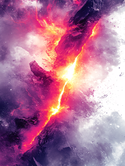 Free Download Abstract Cosmic Rock Fracture with Fiery Glow