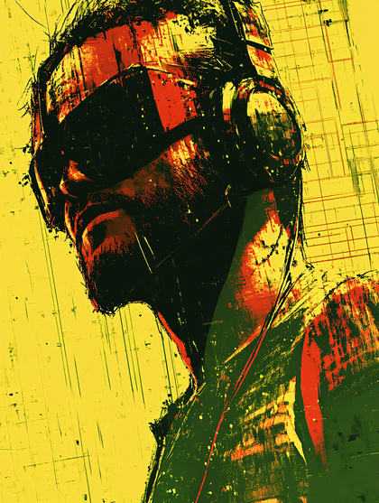 Free Download Abstract Portrait of a DJ with Headphones and Visor