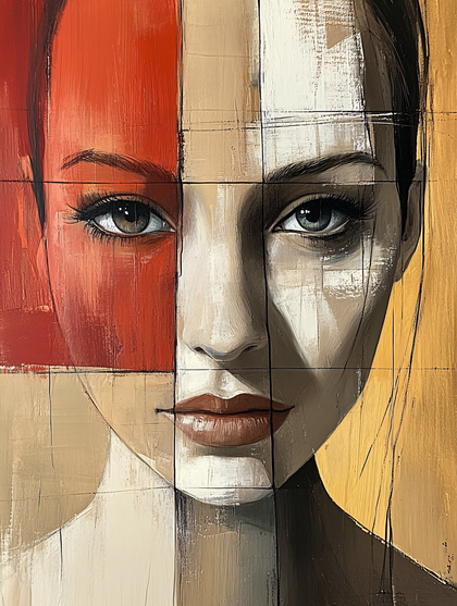Free Download Dual Tone Abstract Portrait Painting of Woman
