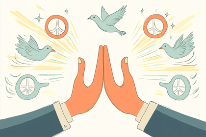 Free Download Praying Hands with Peace Symbols and Doves