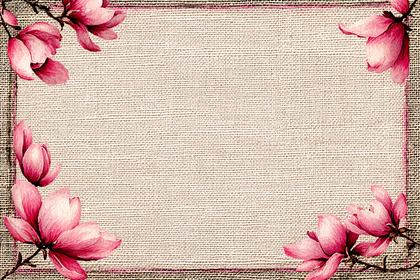 Free Download Floral Frame with Pink Magnolia Blossoms