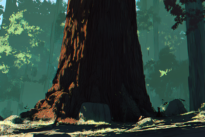 Free Download Impressive Giant Tree in Dark Green Forest Digital Art