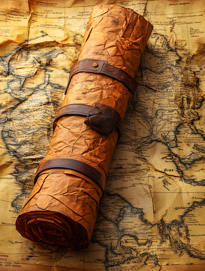 Free Download Antique Scroll Map on Parchment Paper