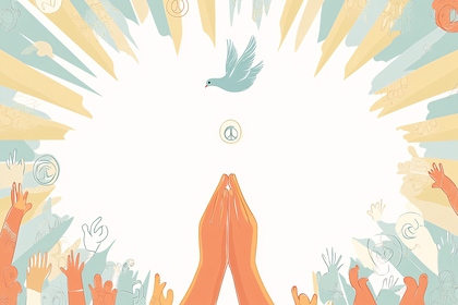 Free Download Dove of Peace and Raised Hands Illustration