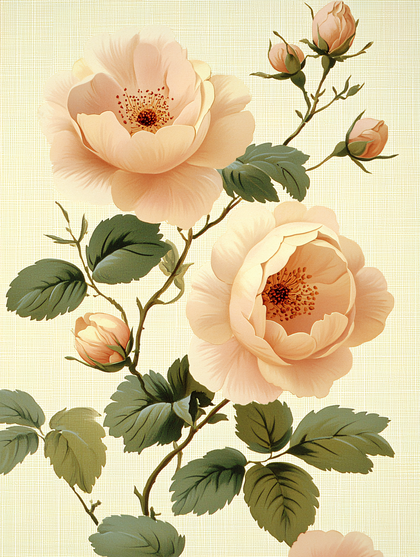 Free Download Elegant Pink Roses Vintage Floral Illustration