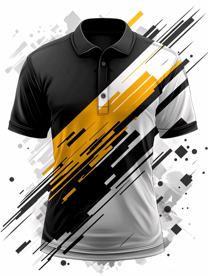 Free Download Black and Yellow Abstract Polo Shirt Design