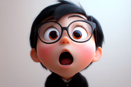 Free Download Close-up of a Surprised Cartoon Boy with Glasses and Open ...