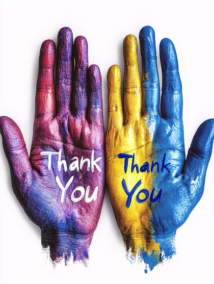 Free Download Hands Painted in Colors with Thank You